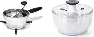 Oxo Good Grips - Moulin à légumes - Presse-purée en inox - Gris et blanc & Essoreuse à salade OXO - Transparente - 6 L