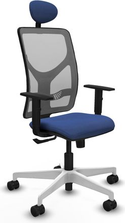 Piqueras y Crespo B&uuml;rostuhl, blau, mit 1D-Armlehnen, h&ouml;henverstellbarer Lendenwirbelst&uuml;tze und festem Kopfteil, ausgestattet mit Sincro 3 Positionen und Schneideschaum,