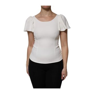 Dolce & Gabbana Wei&szlig;e Bluse mit Flatter&auml;rmeln - - Tops - Damen - Wei&szlig; - XS