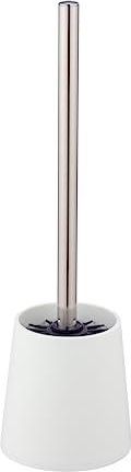 WENKO WC-Garnitur Mod Sortino freistehende Toilettenbürste Silikon selbstreinigend mit Edelstahl-Stiel austauschbarer schwarzer Bürstenkopf Ø 7.5 cm Maße Ø 