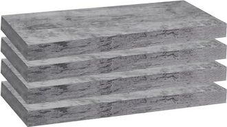 Woltu Étagère Murale, Étagère Suspendue, Étagère Flottante en MDF, Lot de 4, pour Salon, Cuisine, Chambre, Salle de Bain etc RG9368grei-4