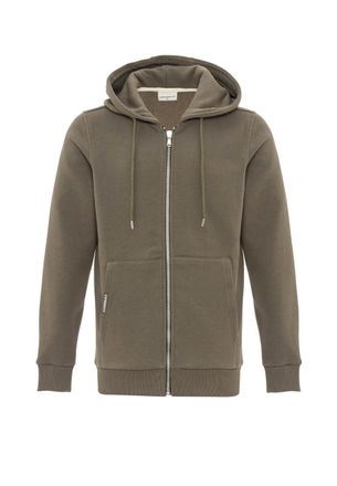 Cipo & Baxx Herren Sweatjacke Hoodie CL556 Khaki - Stylischer Pullover im Modernen Casual Streetwear Stil mit Rei&szlig;verschluss & Kapuze f&uuml;r Alltag Freizeit & Party 