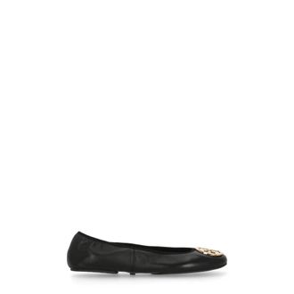 Tory Burch Femme, Chaussures, Noir, Taille: 35 1/2 EU Ballerines Plates Minnie en Cuir