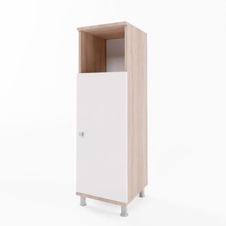 Vicco Midischrank Sonoma/Wei&szlig; Fynn 30x95x30 cm - Badezimmerm&ouml;bel, Bietet Stauraum f&uuml;r Handt&uuml;cher, Pflegeprodukte und Reinigungsmittel