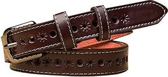 Generic Ceintures en cuir tendance pour homme et femme Ceinture en cuir creux Ceinture en laiton, rouge vin, taille unique
