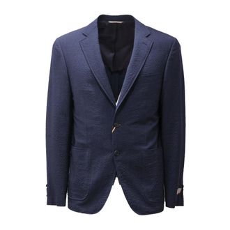 Canali Wool Stretch Jacket - - Jackets - Herren - Blau - L