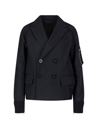 sacai Double-Breasted Twill Blazer