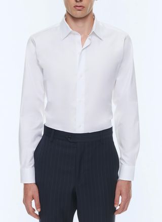 Fursac Chemise &agrave; col droit en popeline de coton - Taille 37 - Homme