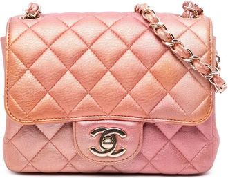 Chanel Hobo Bags - Mini Square Iridescent Calfskin Flap - Gr. unisize - in Orange - für Damen