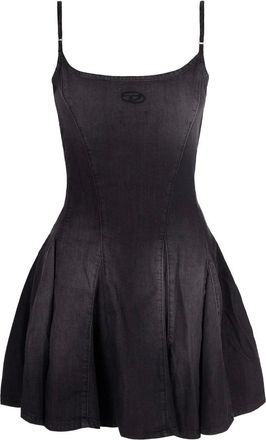 Diesel Femme, Robes, Noir, Taille: 38 FR Pleated Short Denim Skirt