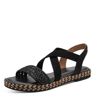 Tamaris Riemchensandale TAMARIS, Damen, Gr. 40, schwarz, Leder, Lederimitat, Textil, bestickt, Basic, Schuhe Riemchensandale, Sommerschuh, Sandalette mit best