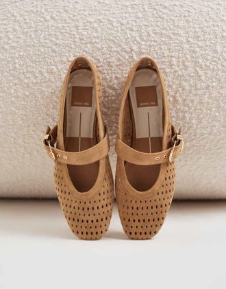 Dolce Vita Mikel - Wildleder-Ballerinas in Hellbraun mit lasergeschnittenem Design