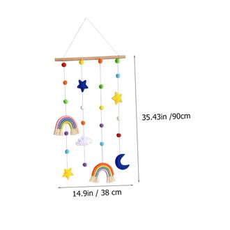 DOITOOL Nordischer Regenbogen Kinderfoto Organizer mit Clips Bunter Bilderrahmen Hänge deko Vielseitiger Wandanhänger für Wohn Kinderzimmer Stilvolle Aufbewah