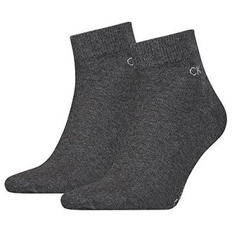 Calvin Klein Calvin Klein Casual Flat Knit Cotton Mens Quarter Socks 2 pack, Trimestre Pour des hommes, dark grey melange, 43/46