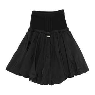 The Attico Femme, Jupes, Noir, Taille: 36 FR Midi skirt Minigonna ruches vita elasticizzata placca logo