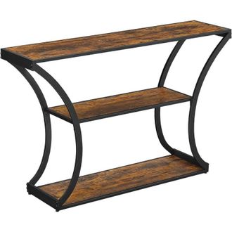 Vasagle Table console, Table dentr&eacute;e, pieds courb&eacute;s, dessus de table allong&eacute;, pour salon, couloir, chambre, style industriel, Marron Rustique et Noir par