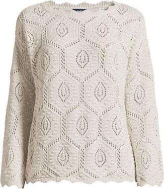 Lands End Noppenpullover, Damen, Gr&ouml;&szlig;e:48-50 regular, Wei&szlig;, Baumwolle, by Lands End