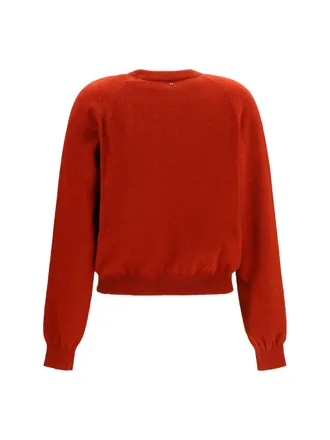 Ferragamo Womens Crewneck Sweater With Cut-Out Detail Brick