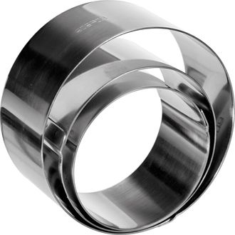 Ibili 716090 Cl&aacute;sica Dessertring-Set mit Auswerfer 4-teilig, Edelstahl, silber, 22 x 19 x 8 cm