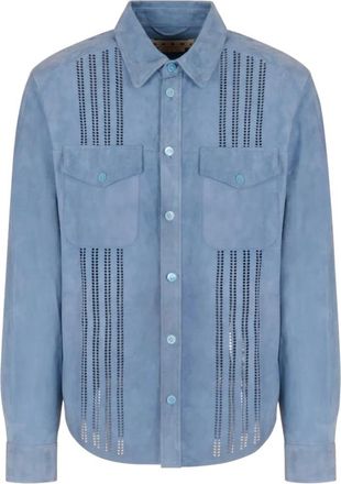 Marni Homme, Chemises, Bleu, Taille: L Leather Shirt