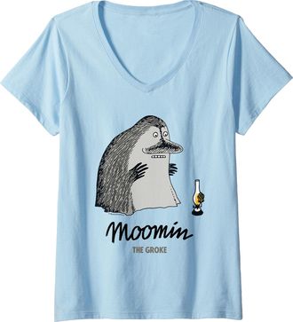Moomin Damen Mumin The Groke mit Lampe T-Shirt mit V-Ausschnitt