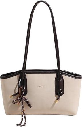 Generic Sac &agrave; bandouli&egrave;re vintage pour femme, sac &agrave; main Hobo en cuir synth&eacute;tique avec joli pendentif, sac &agrave; main dautomne pour un usage quotidien, beige, one