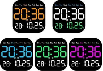Generic Horloge murale num&eacute;rique LED avec t&eacute;l&eacute;commande, affichage multifonction pour lheure, la temp&eacute;rature, la date, le compte &agrave; rebours du jour, luminosit&eacute; 