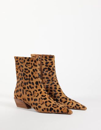 Asos bottines western Rio en cuir v&eacute;ritable effet poil de l&eacute;opard-Multi