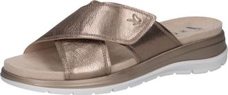 Caprice Damen Pantoletten aus Leder mit Klettverschluss, Beige (Taupe Metallic), 36 EU