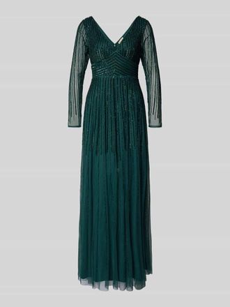 Lace & Beads Abendkleid mit V-Ausschnitt