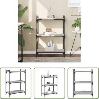 vidaXL vidaXL B&uuml;cherregal Metall - B&uuml;cherregal 3 B&ouml;den Grau Sonoma 60x30x86 cm Holzwerkstoff