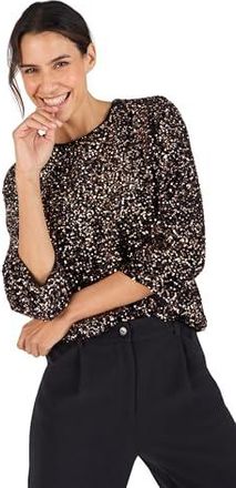 Damart Blouse &agrave; Sequins Femme Marron Chin&eacute; Taille 44