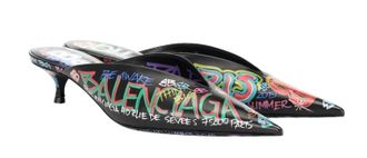 Balenciaga Graffiti Knife Leather Mules Size 39
