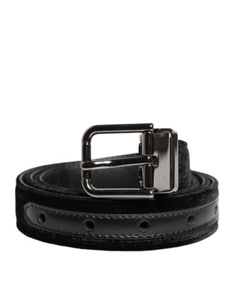 Dolce & Gabbana Mens Black Leather Metal Buckle Classic Belt