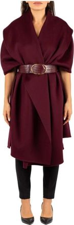 Elisabetta Franchi Femme, Manteaux, Rouge, Taille: 40 FR Cape en drap de laine double