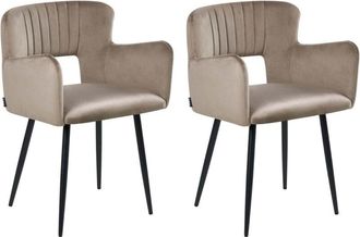 Beliani Esszimmerstuhl 2er Set SANILAC Samtstoff Taupe