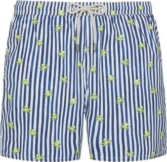 Saint Barth Homme, Maillots de bain, Bleu, Taille: M Octopus W Stripes Swim Trunk