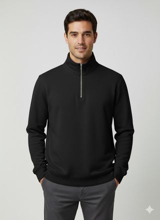Selected Sweater SELECTED SLHZREG-DAN SWEAT HALF ZIP, Herren, Gr. XL, schwarz, angeraute Sweatware, Obermaterial: 65% Baumwolle, 35% Polyester, unifarben, regu