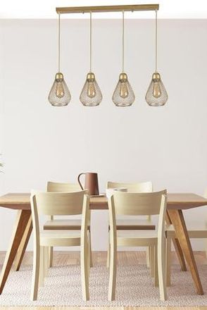 Opviq Elegant Gold Chandelier, Metal Body with Antique Coating, Adjustable Height 70 cm, E27 Socket Max 40W, Perfect for Modern Home D&eacute;cor & Lighting