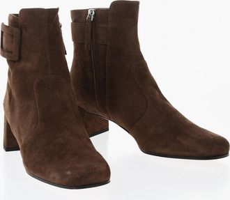 Roger Vivier Wildleder-Stiefeletten POLLY Mit Ton-in-Ton-Schnalle Roger Vivier