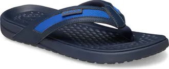 Crocs Zehentrenner CROCS Yukon Sport Flip, Herren, Gr. 39, blau, navy, Lederimitat, Textil, Schuhe Zehentrenner, Sommerschuh, Badeschuh, Strandschuh mit lei