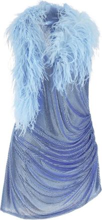 Giuseppe Di Morabito Robe avec cristaux et plumes amovibles - Femme - Robes - Bleu - Taille: 40 FR