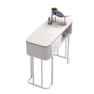 Generic Manicure Table Station Professional Nail Technician Workart Desk with Drawer & Open Shelves,Modern Home Nail Storage Beauty Equipment Wooden Salon Spa