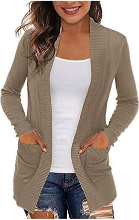 Generic Manteau en peluche pour femme - Veste polaire confortable sur le devant - Léger - Avec poches - Cardigan pour femme - Manteau pelucheux pour cadeaux d