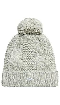 Superdry Vintage Cable Beanie Béret, Gris Claro, Taille Unique Femme