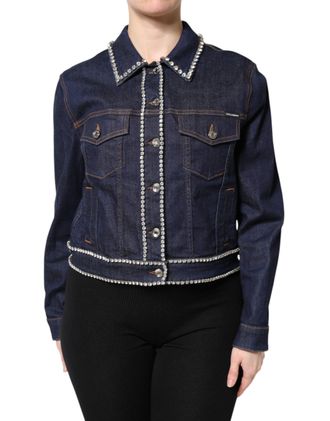 Dolce & Gabbana Womens Blue Denim Cotton Crystal Embellished Jacket Clothing