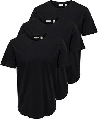 Only & Sons T-Shirt pour Homme., Noir - Lot de 3, XXL