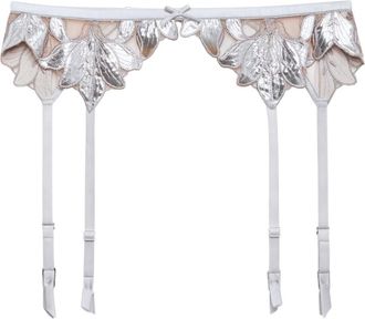 Fleur du Mal porte-jarretelles Lily &agrave; broderies - Gris