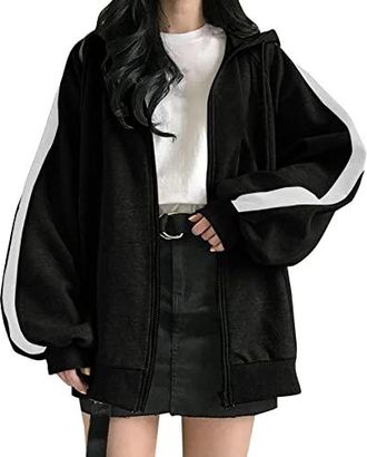 Generic Sweat Zippé Femme Los Angeles Sweat A Capuche Manches Longues Chaud Grande Taille Lettre ImpriméE Sweat-Shirts Vestes avec Poche Outdoor Basic Casual 