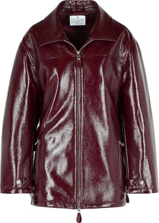 Courr&egrave;ges Jacket de m&eacute;lange en coton bordeaux &laquo;vinyle en vinyle&raquo;
